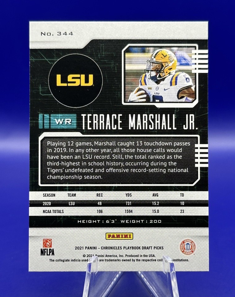 2021 Chronicles Playbook DP TERRACE MARSHALL JR Rookie RC #344 LSU ...