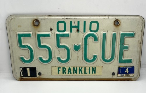 1990 Ohio License Plate 555-CUE Franklin County | eBay