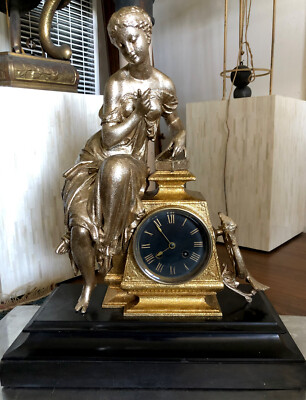 Antique French Figural/Gilded/Statue Nouveau Lady Clock- Pandora’s Box ...