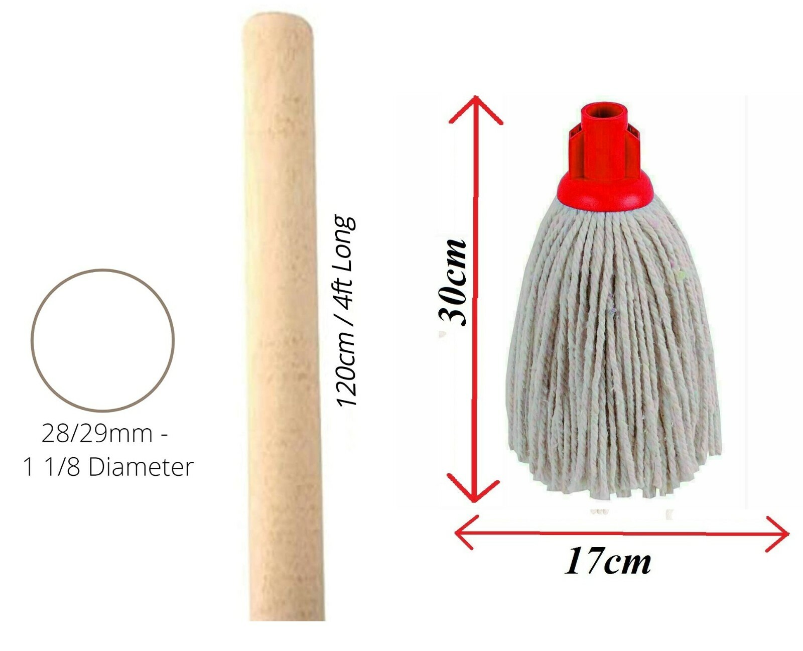 Heavy Duty Floor Cotton Mop With HANDLE Plastic Socket Head Cleaning ...