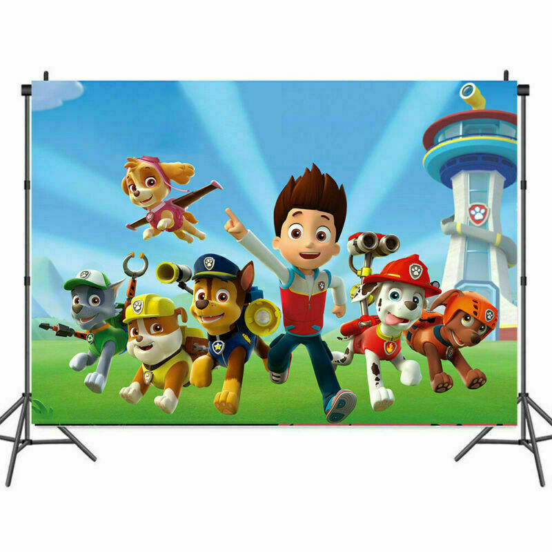Paw Patrol Chase Skye Party Backdrop Children Birthday Decorations ...