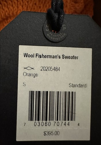 FILSON WOOL FISHERMAN’S SWEATER 20205484 ORANGE SMALL SCOTTISH HAND ...