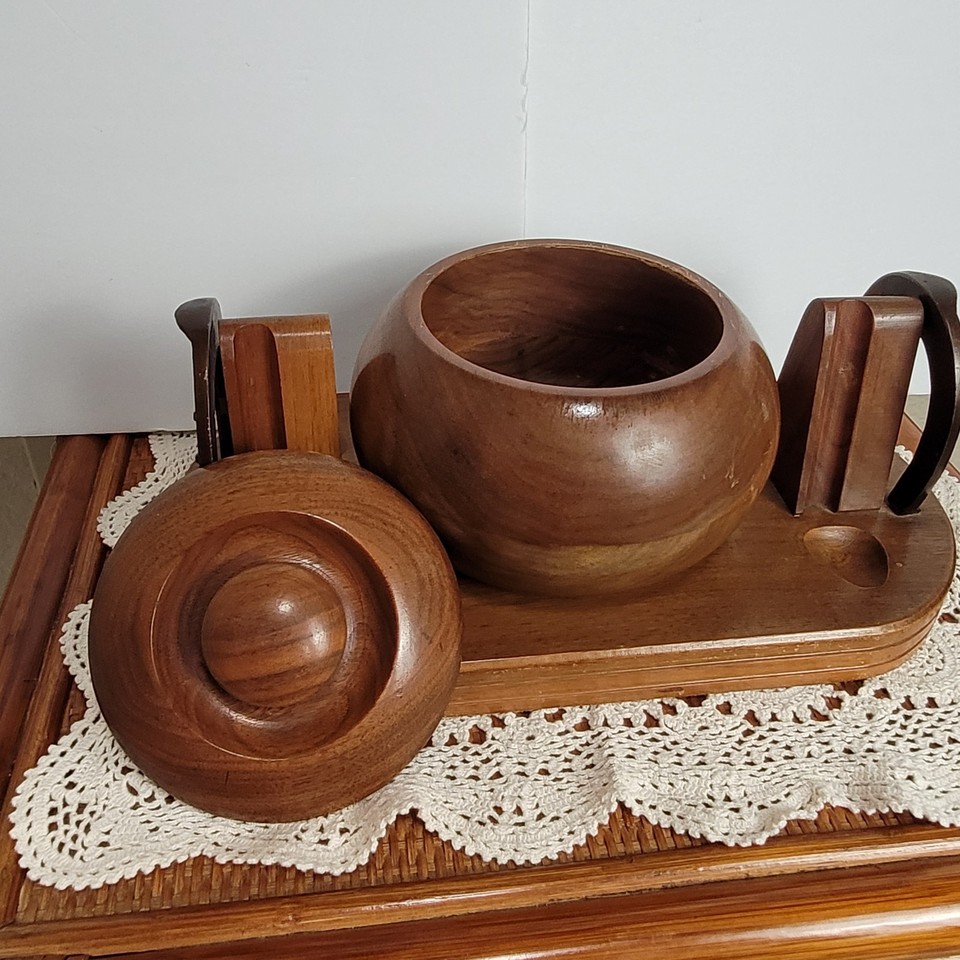 Vintage Wood Pipe Stand with Humidor Bowl Horseshoe Decor Holds 4 Pipes ...