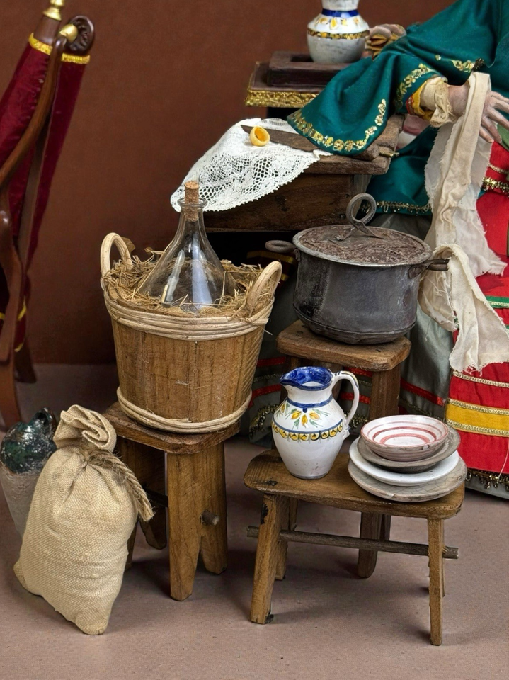 Tavolata 6 figure 35 Cm Porta Doni Arte Presepiale osteria Presepe ...