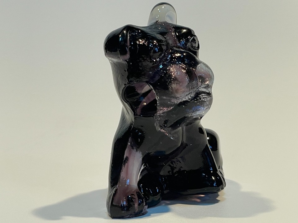 Vintage Bennett Glass (Ohio) Purple Bulldog Pencil Holder UV Reactive ...
