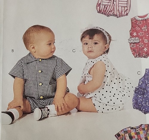 McCall's 6594 Vntg Pattern Infants Unisex Jumpsuit Rompers Size 13-24 ...