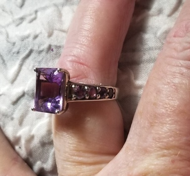 QVC Sterling silver Amethyst emerald cut ring | eBay