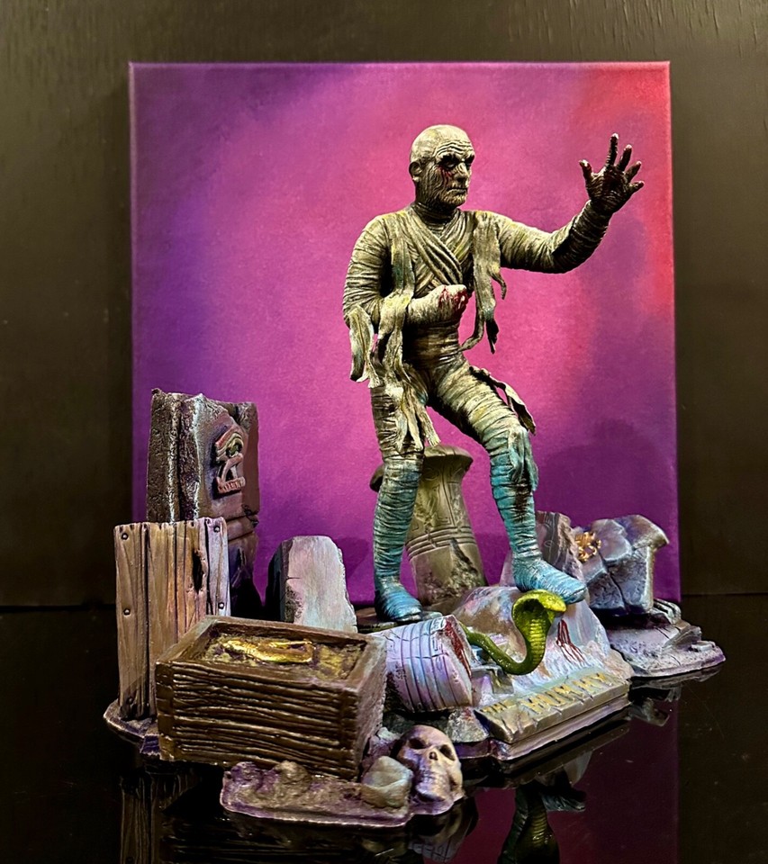 Aurora 1963 Mummy Model Kit Built/Painted + Prehistorix Resin Base ...