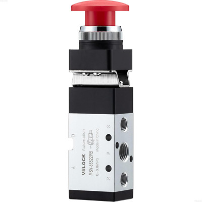 Pneumatic Mechanical Valve, NPT 5 Way 2 Position Momentary Push Button ...
