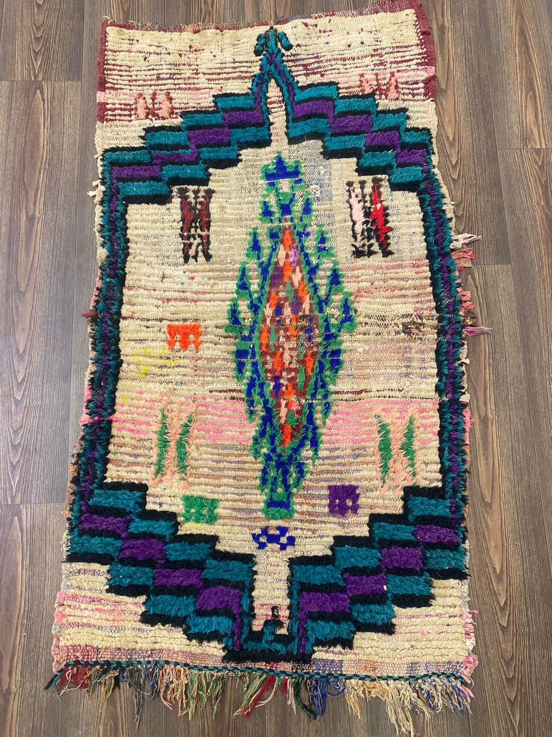 Moroccan Vintage Rug Handmade Berber 2'7 x4'8 Geometric Hallway Tribal ...