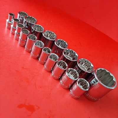 NEW Craftsman Easy Read 19 Pc 1/2 Drive 12Pt Shallow SAE Socket Set 3/8 ...