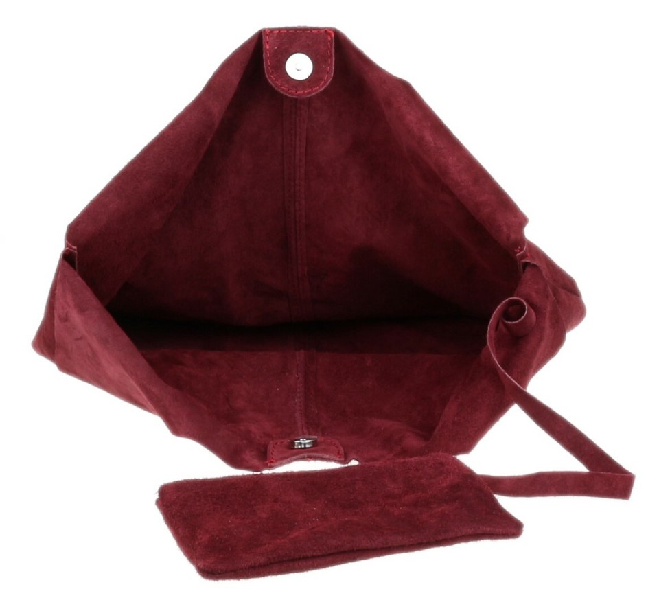 Genuine Suede Leather Tote Plain Open Shoulder Bag Slouch Large Handbag ...