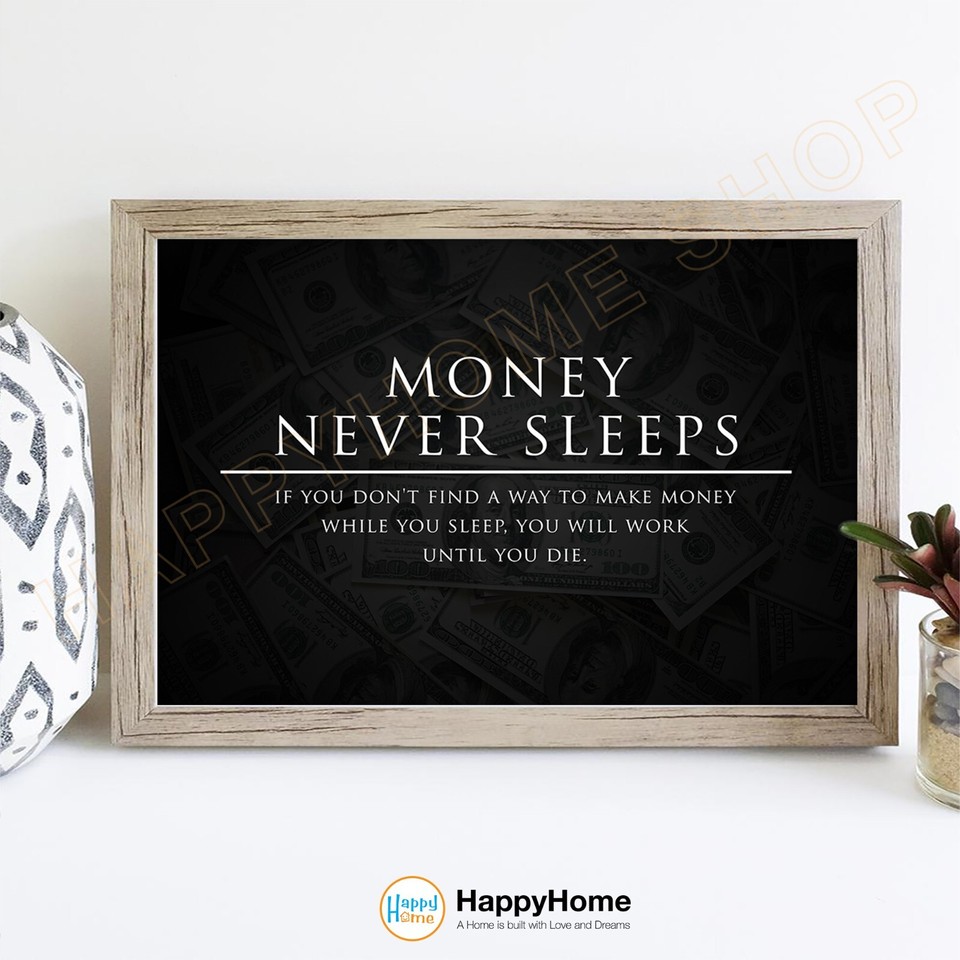 Money Never Sleeps Wall Art Warren Buffett Quote Investing Rule Print ...