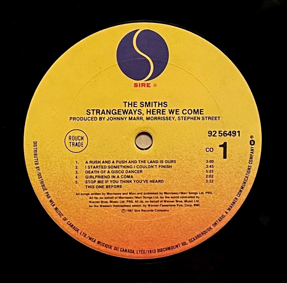 NEAR MINT! Vtg 1987 THE SMITHS Album STRANGEWAYS HERE WE COME Lp 1ST ...