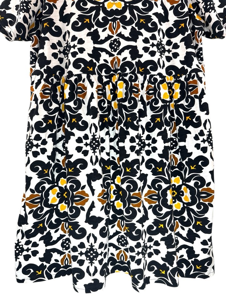 Boden Easy Notch Neck Short Sleeves Jersey Dress Black & Opulent Pome ...