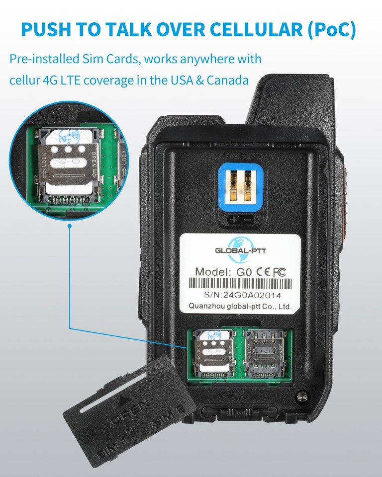 2-Pack Global Walkie Talkies with Sim Cards - Handheld PoC Two Way ...