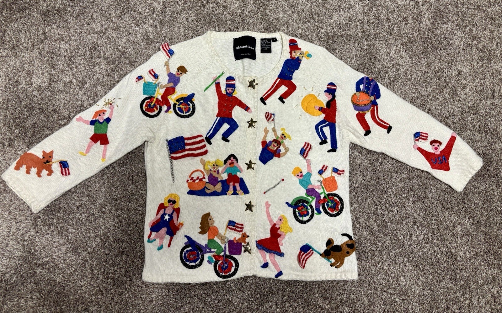 Michael Simon Fourth Of July Patriotic Vintage Cardig… - Gem