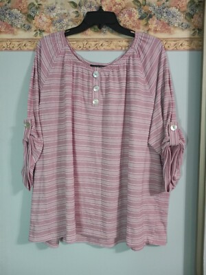 Adrienne Vittadini 3X Pink Textured Comfort Casual Occasion Work Top | eBay