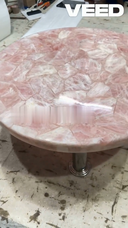 Pink Rose Quartz Countertop Slab for Bar & Restaurant Decorative ...
