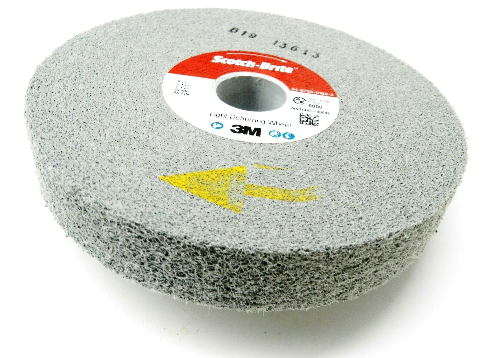 3M 8S FIN Light Deburring Wheel Fine Scotch-Brite Silicon Carbide 6x1x1 ...