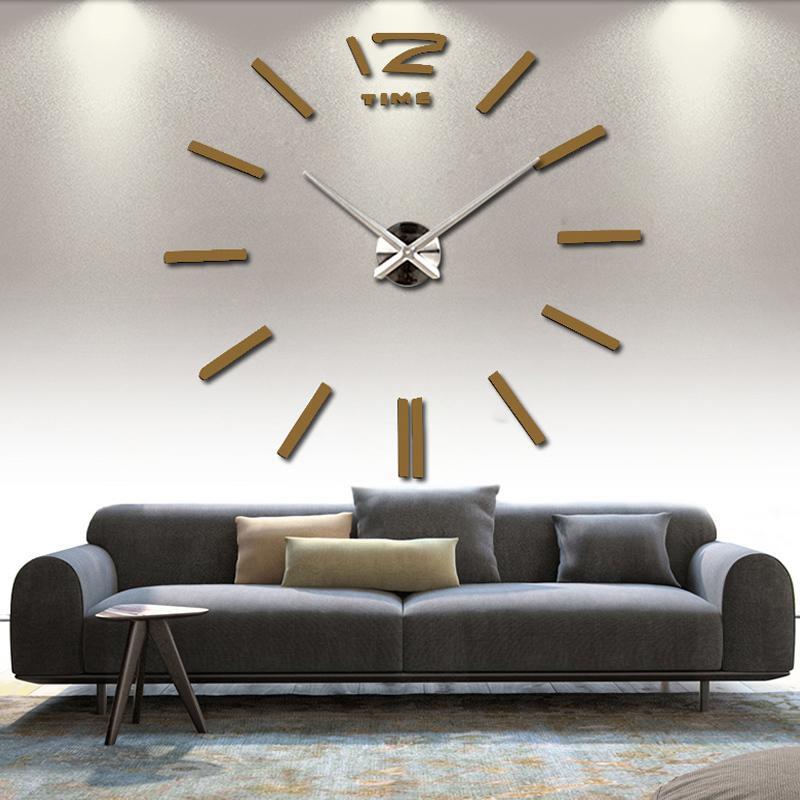 Big 3D Wall Clock Decal Sticker Huge Home DIY Large Room Watch Decor ...