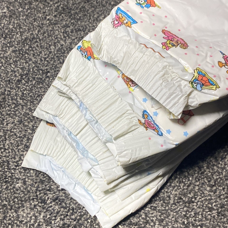 VINTAGE 90s Plastic Diapers Lot Of 6 w CVS Package Muppet Babies Ultra ...