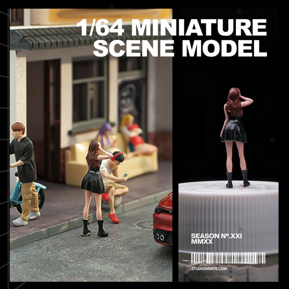 1:64 Girl Model Figure Handpainted Ornament Pose Scene Tiny People ...