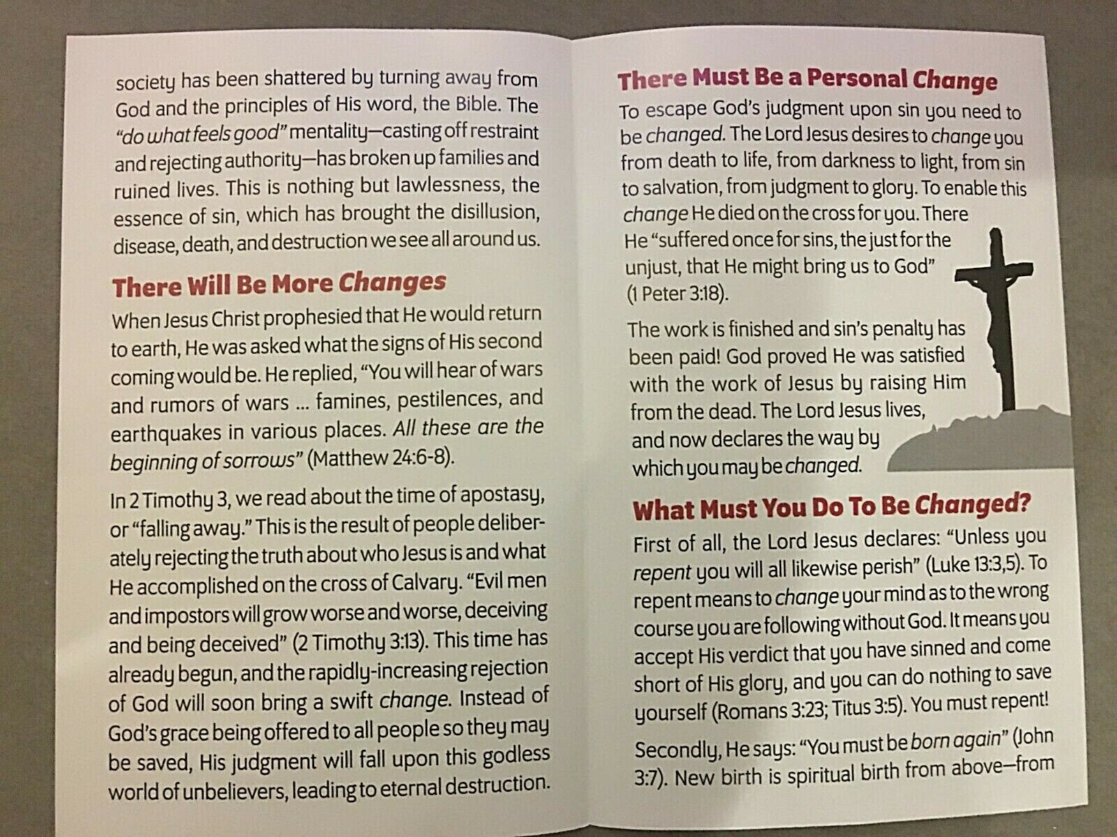 Lot 12 New "Time for a Change" Jesus, Leaflet Bookmarks Bible Christian ...