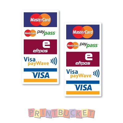 Paywave Paypass Mastercard Visa Eftpos Sticker 200mm 2 pack waterproof ...