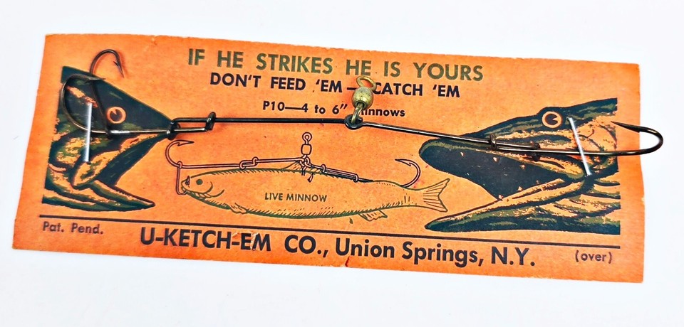 3 Different U-Ketch-Em Co Frog, Crab, & Minnow Harness Lures NY 1950s ...