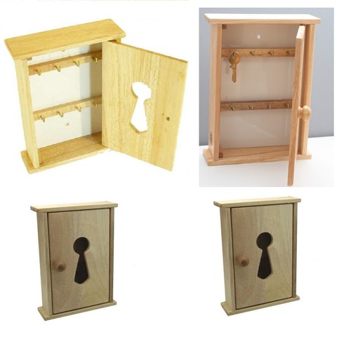 Beech Wood Wooden Wall Key Cupboard Cabinet Rack Holder Storage Box 8 ...