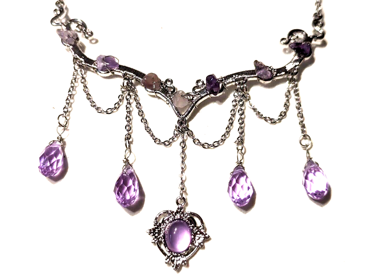 PURPLE & SILVERTONE FAIRYCORE CHOKER 90s y2K retro PURPLE & SILVERTONE FAIRYCORE CHOKER 90s y2K retro