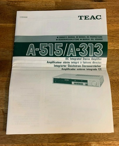 Teac A-515 / A313 DC Integrated Stereo Amplifier Owner's Manual | eBay ...
