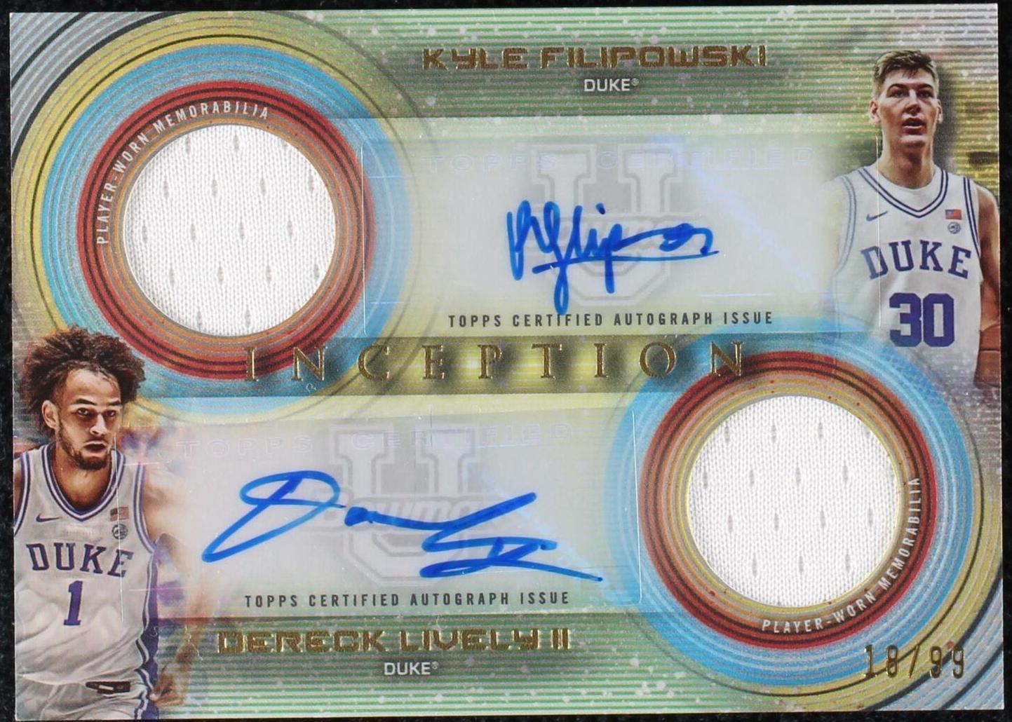 2022-23 Bowman Inception University - Dual Autograph Dual Relics Dereck ...