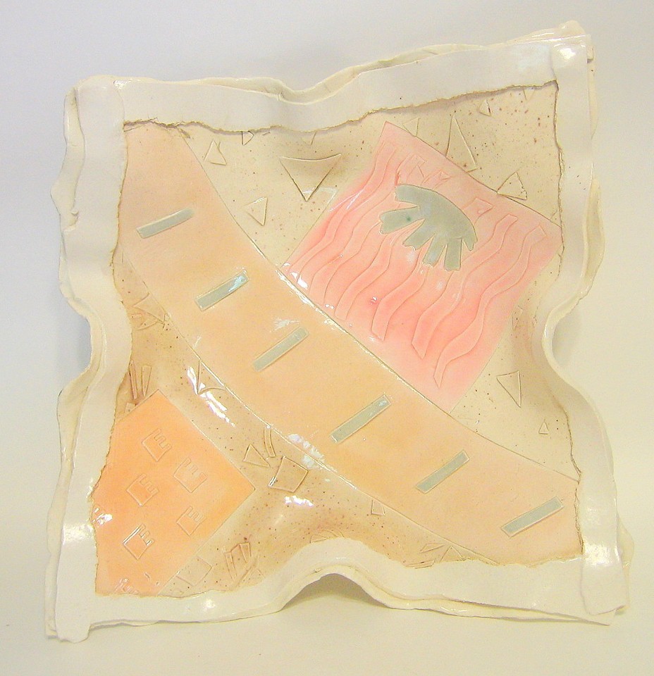 Abstract Hand Built Ceramic Plate Geometric Shapes Large | eBay