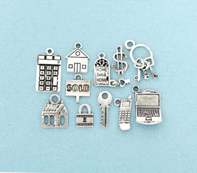 Real Estate Agent Charm Collection Antique Silver Tone 11 Charms ...