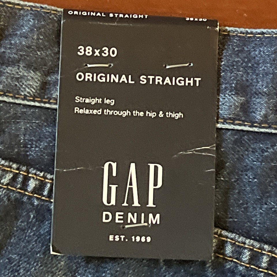 Gap Denim Original Straight Jeans Men's 38x30 Blue 5-Pocket Medium Wash ...