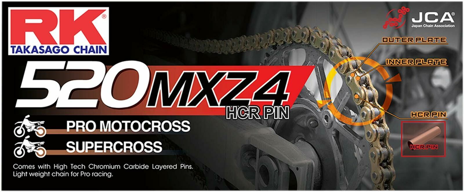 RK GB520MXZ5 Heavy Duty Gold MX Race Motocross Supercross Chain - 520 / ...