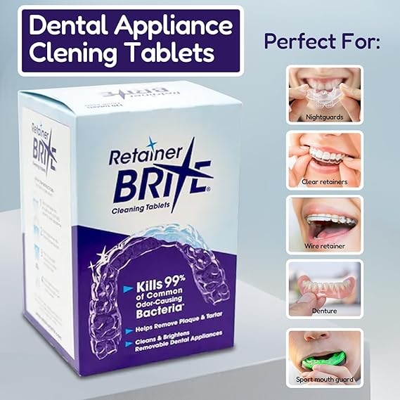 Retainer Brite Cleaning Kit Including 96 Tablets (3 Month Supply) and ...
