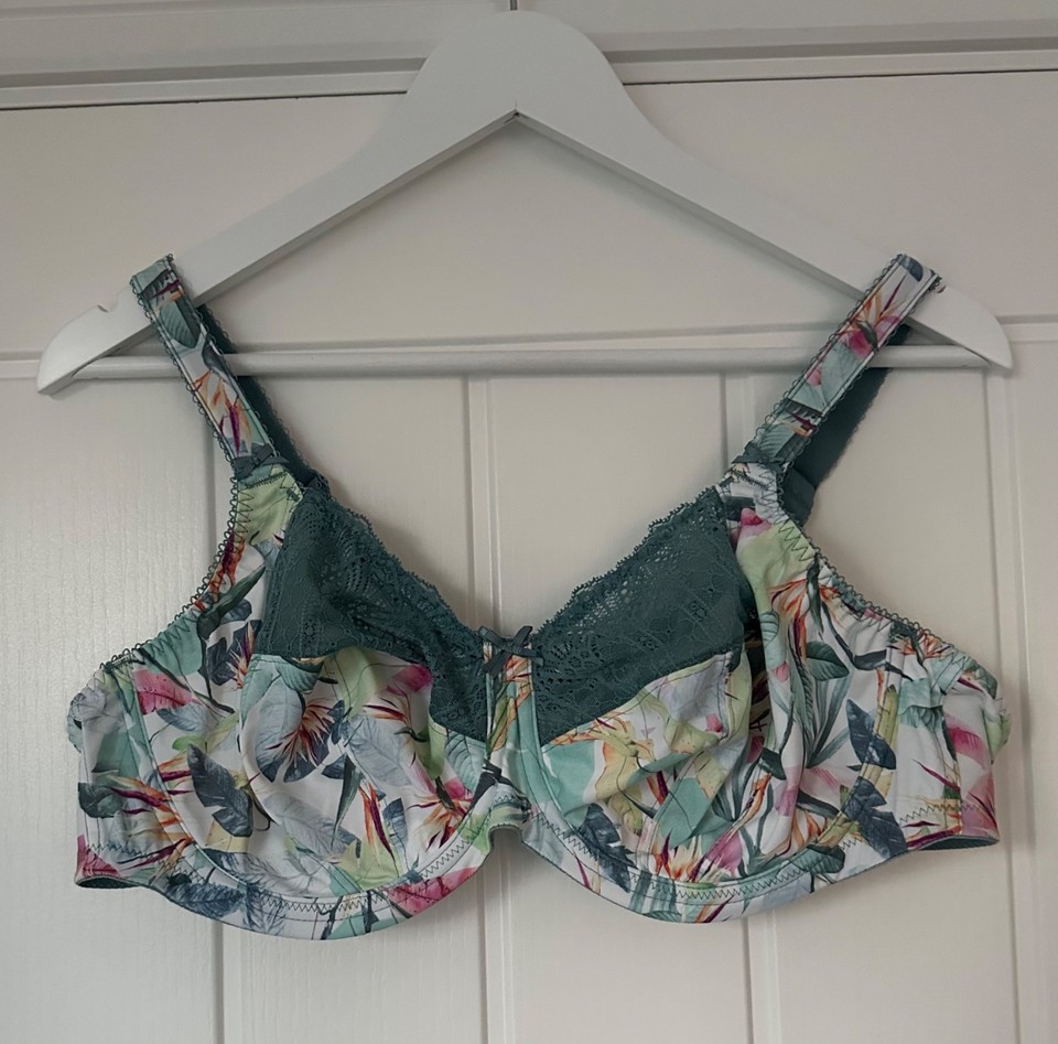 Elomi Mariella Bra Size 40DD Green Tropics Underwired Full Cup Side ...