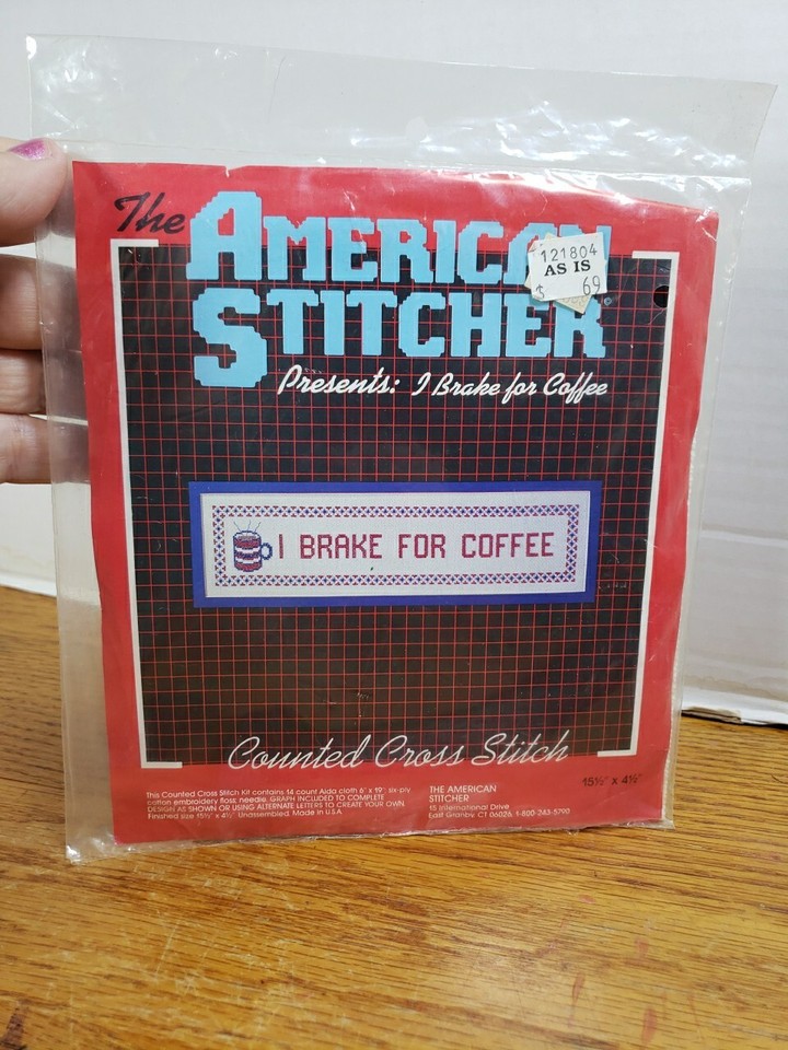 I Brake For Coffee Counted Cross Stitch Kit Vintage The American ...