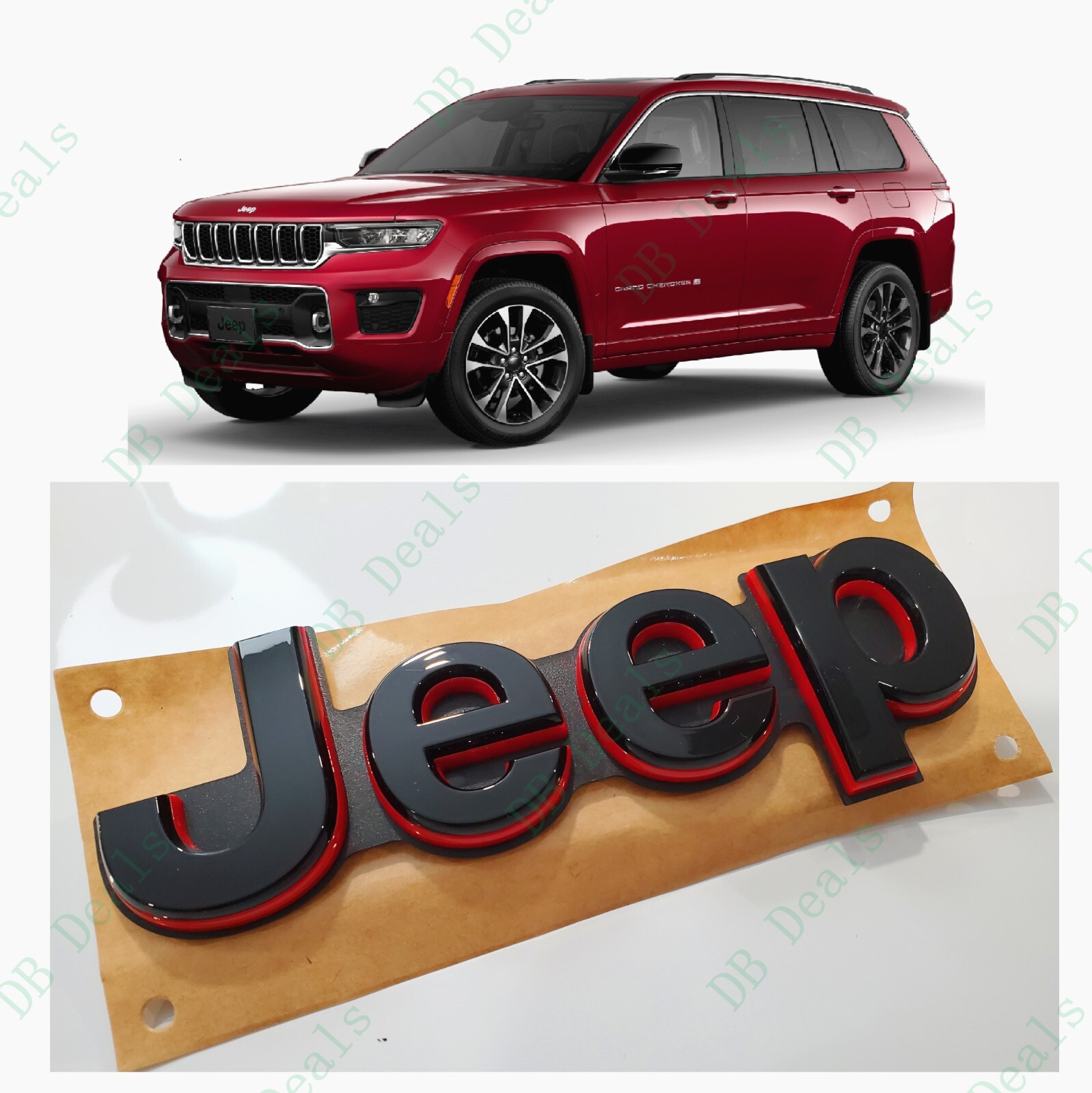 Gloss Black Red Rear liftgate Jeep Emblems Fit 2021+ Jeep Grand ...