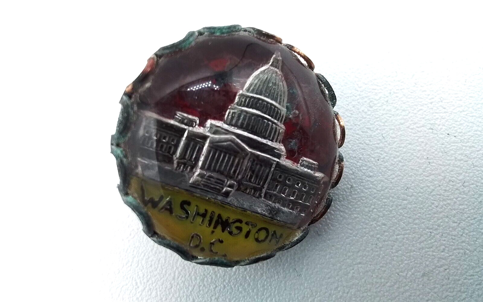 WASHINGTON DC ANTIQUE SOUVENIR BROOCH PIN BUBBLE CONV… - Gem