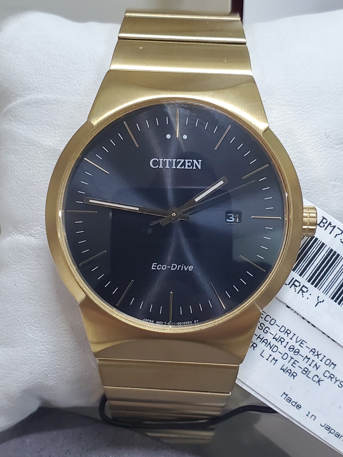 Citizen Eco-Drive Mens Axiom Gold Tone Stainless Steel Watch BM7582-56E ...