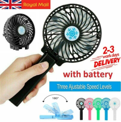 UK Small Handheld Fan Portable Folding Hand-held USB Rechargeable ...