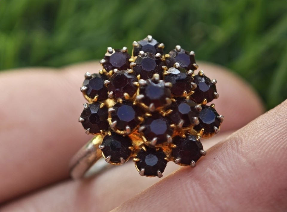 Antique Bohemian garnet cluster ring | eBay