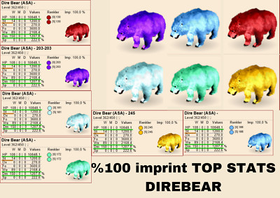 Dire Bear %100 imprint 362 Level TOP STATS Ark Survival Ascended ...