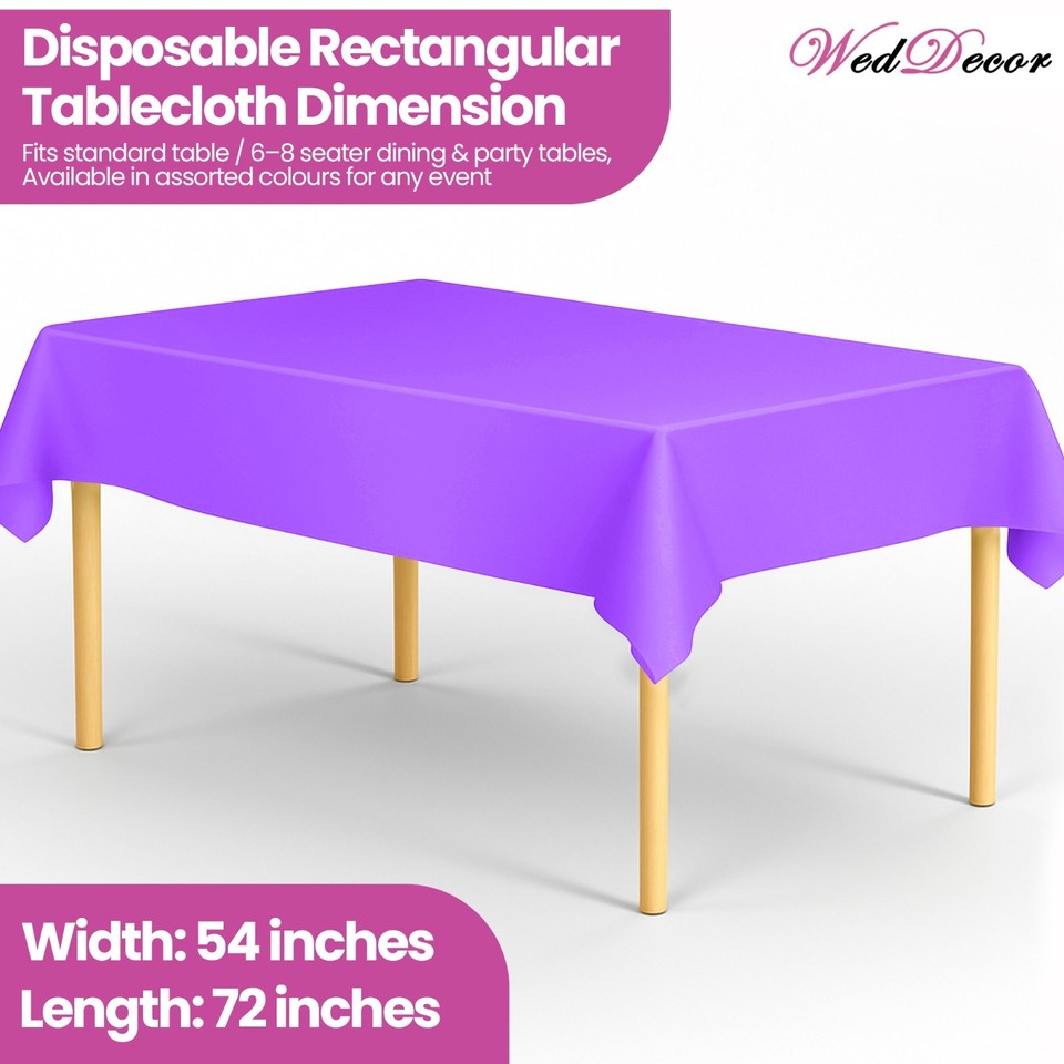 Plastic Table Cloth Covers Rectangle Disposable Wipe Clean Party ...