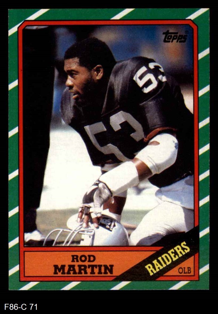 1986 Topps #71 Rod Martin Raiders USC 8 - NM/MT | eBay