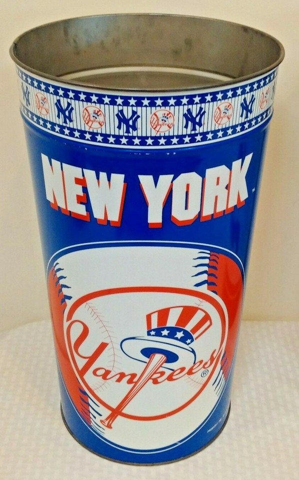Vintage New York Yankees MLB Baseball Metal Trash Waste Can 19 ...